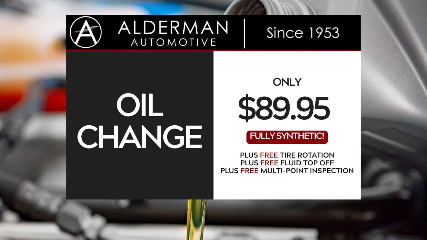 Oil Change Special | Alderman Automotive