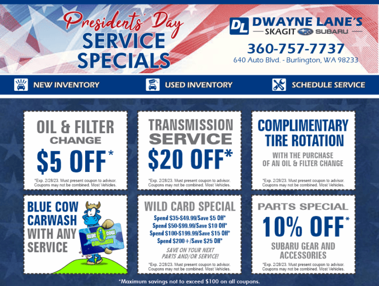 Service Specials | Dwayne Lane's Skagit Subaru | Burlington