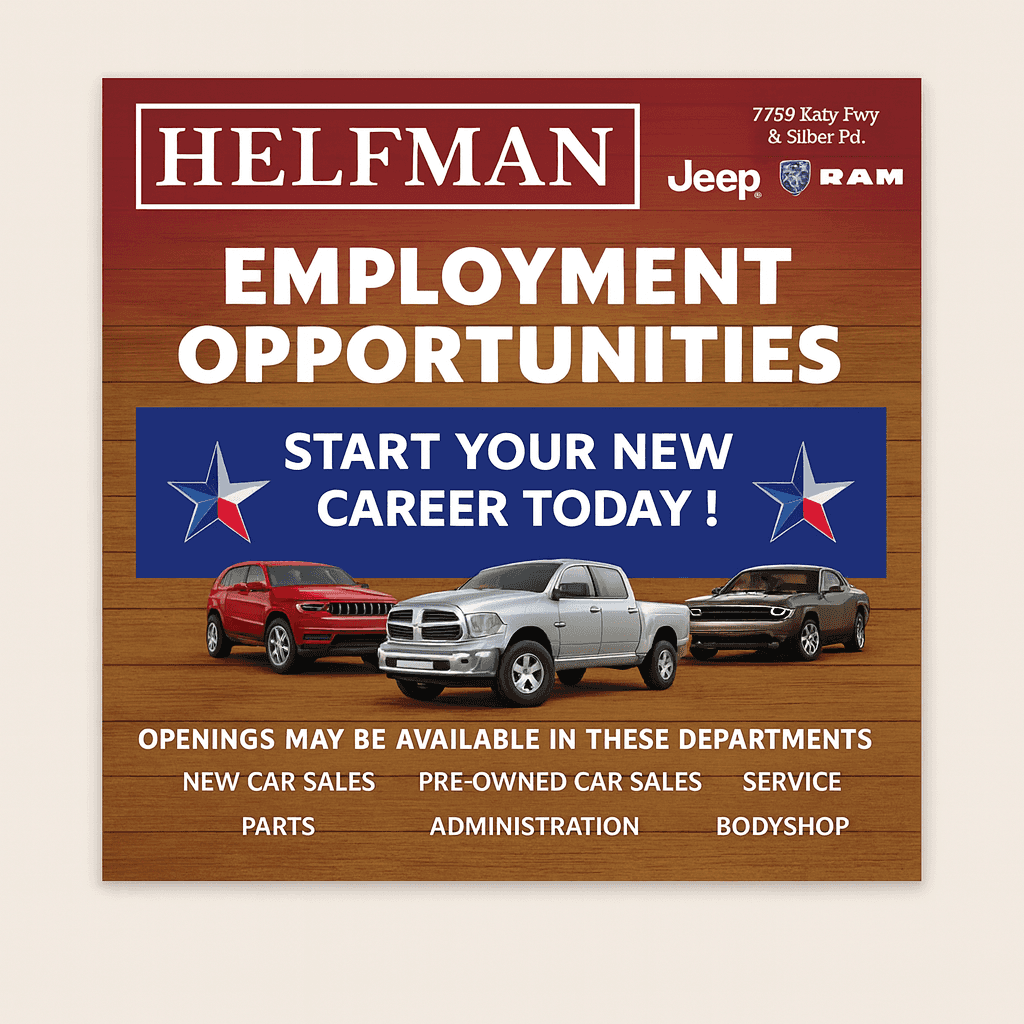 Auto Dealership Careers | Helfman Dodge in Houston, TX
