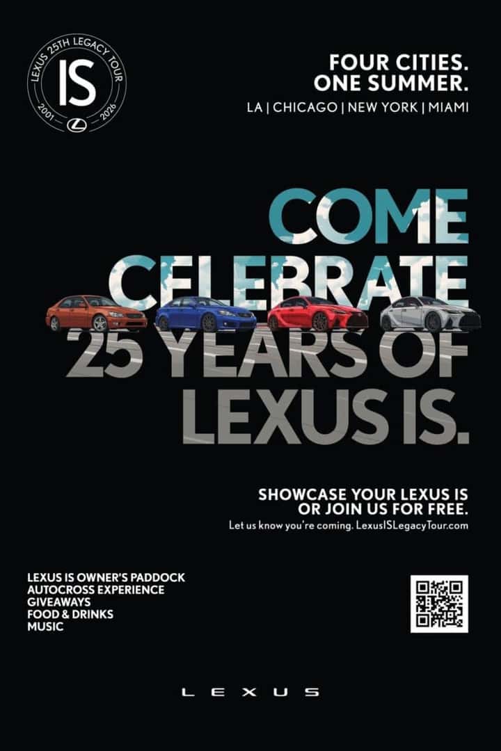 Lexus IS 25th Anniversary Tour 2026: Event Dates, Locations & How to ...