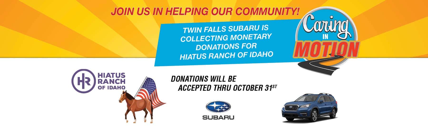 Twin Falls Subaru and Hiatus Ranch of Idaho to Help the Community